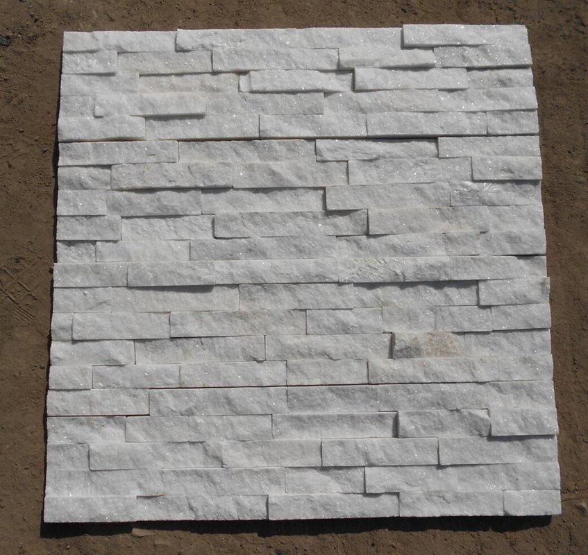Natrual white quartz quartzite veneer cladding panel cultured stone stacked stone ledge stone glued wall panel flageston