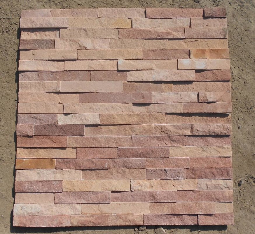 pink red brown sandstone cladding panel cultured stone stacked stone ledge stone glued wall panel flagestone with corner