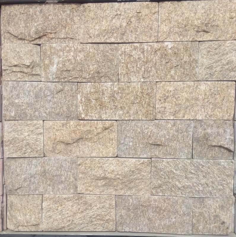 yellow Natural stone mushroomed stone for exterial wall cladding decoration 20x10cm