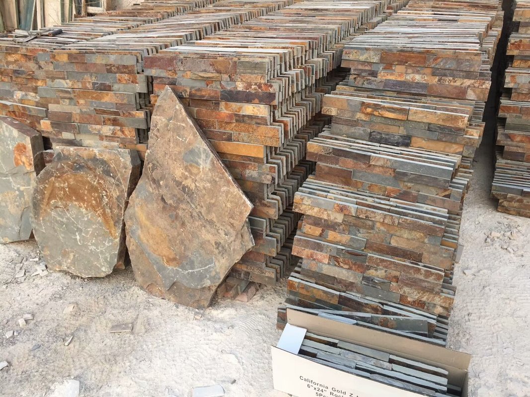 Rough surface Rusty slate cultured stone veneers stacked stone glued wall cladding tiles panels glued panles Z shape