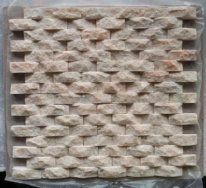 Natural beige pink marble floor and wall mosaic tiles paving stone mosaics sheets 305x305mm