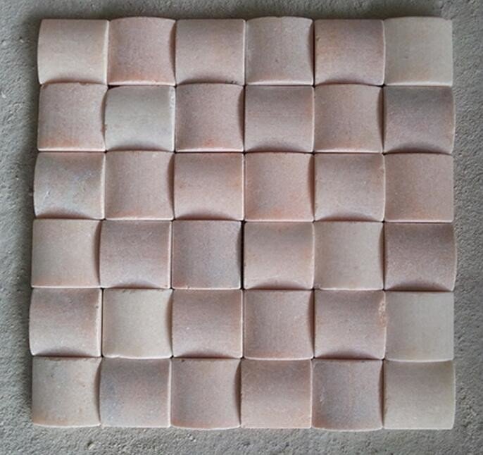 Natural beige pink marble floor and wall mosaic tiles paving stone mosaics sheets 305x305mm