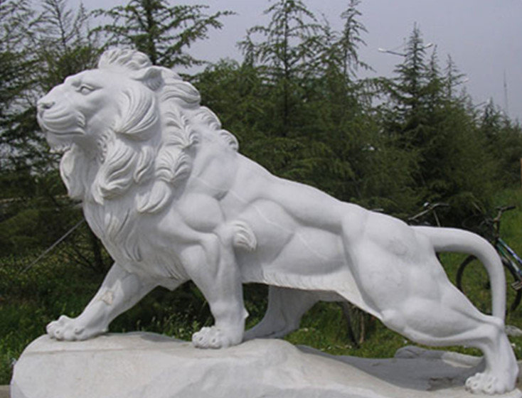 Garden decoration statues outdoor granite handcarved lions sculptures white colour stone lions