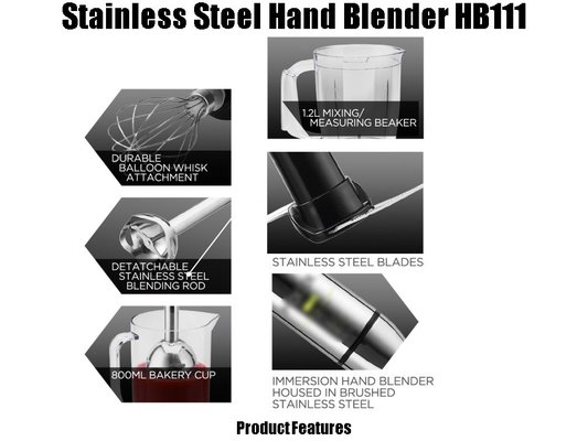 HB111 Stainless Steel Stick Blender With Chooper and Processing Bowl supplier