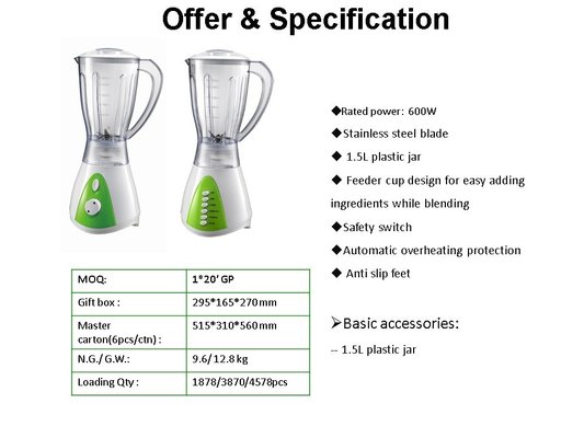 600W Blender JH290-B3 & B4 from Kavbao supplier