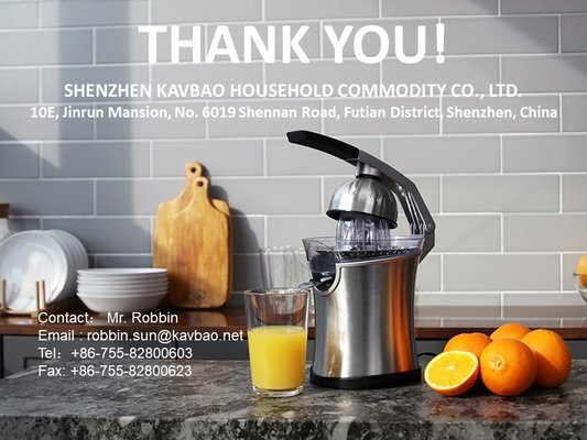 JC203 160W Stainless Steel Compact Citrus Press with Aluminmum Diecast Handle supplier
