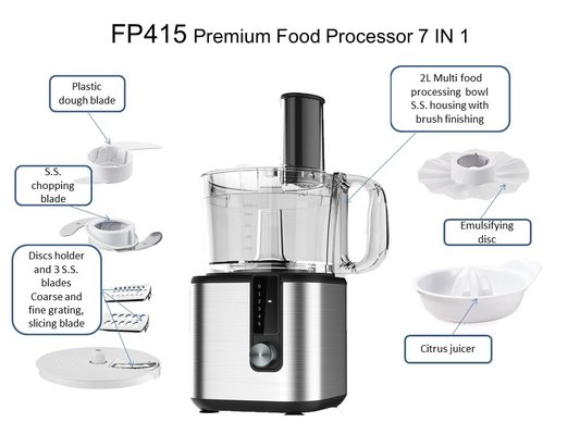 750W 2.0L FP415 Stainless steel compact food processor supplier