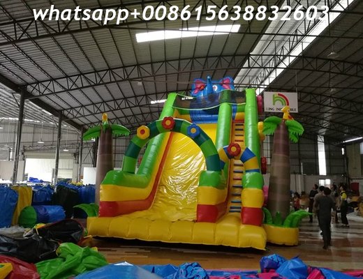 Customized amusement park equipment outdoor giant 150ft infatable pool water slides for adult, promotional kids slides w