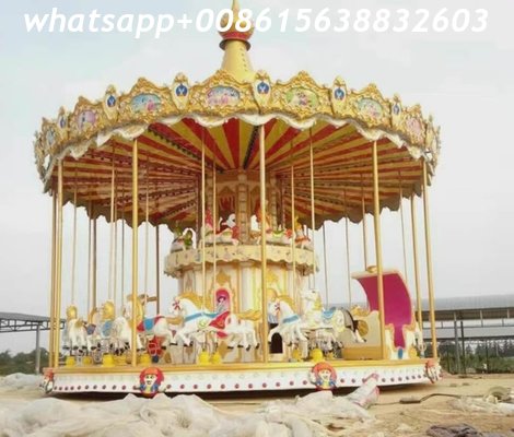 factory China amusement park Double Deck carousel horses Merry Go Round for sale