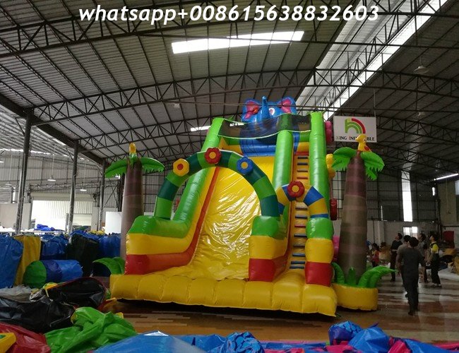 Customized amusement park equipment outdoor giant 150ft infatable pool water slides for adult, promotional kids slides w