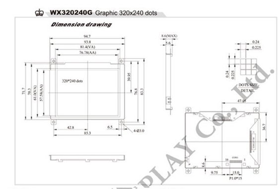China WINSTAR 320*240 TAB LCD WX320240G，240*128 COG LCD WO240128A ，320*240 COG LCD WO320240A/B supplier