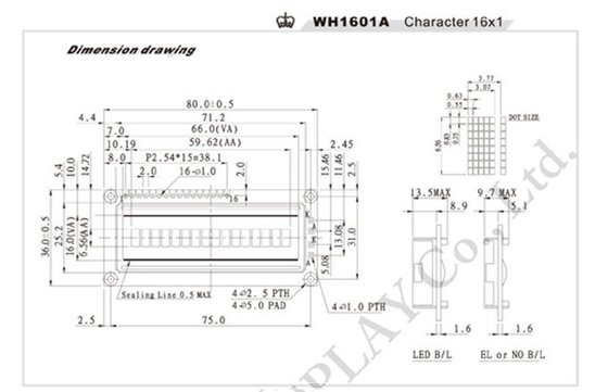 winstar Character LCD WH1601A  PANEL, supplier