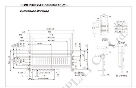 winstar  Character LCD WH1602J  PANEL, supplier