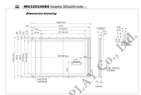 WINSTAR 320x240 Graphic LCD WG320240A ，WG320240B0，WG320240BX，WG320240C0，WG320240CX supplier