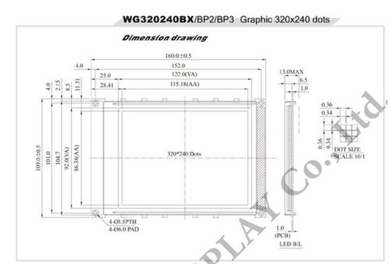 WINSTAR 320x240 Graphic LCD WG320240A ，WG320240B0，WG320240BX，WG320240C0，WG320240CX supplier