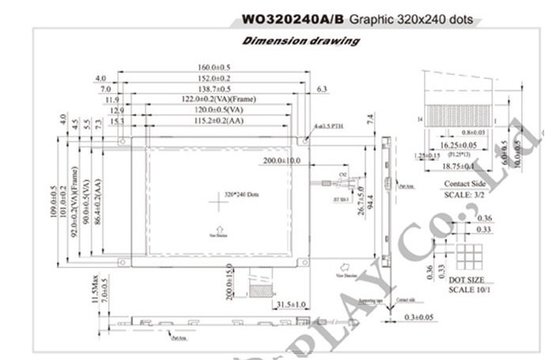 WINSTAR 320*240 TAB LCD WX320240G，240*128 COG LCD WO240128A ，320*240 COG LCD WO320240A/B supplier