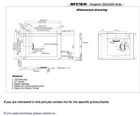 WINSTAR 480*272 TFT LCD WF43H ，480*272 TFT LCD WF43Q ，320*240 TFT LCD WF57B supplier