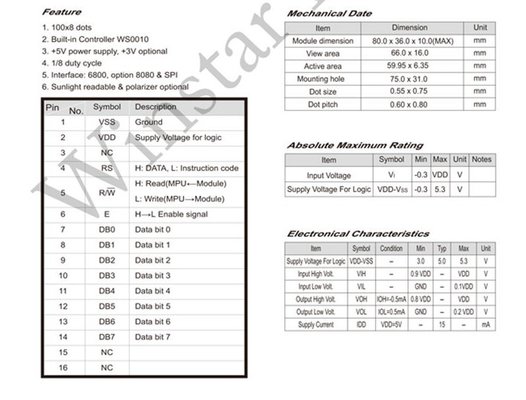 WINSTAR 100*8 OLED WEG010008A,100*16 OLED WEG010016A ,100*16 OLED WEG010016B supplier