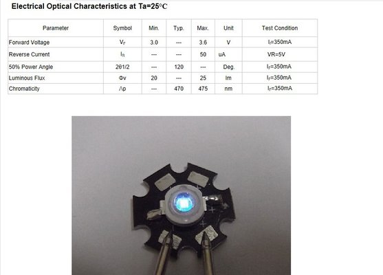 medical led led lighting 470nm Sky Blue 1W High Power LED for Plant Grow light on star base, supplier