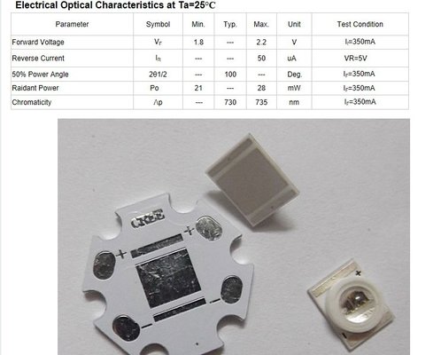 Cree Type Dual Chips 1W Far Red 730nm High Power LED (No lens, the chip surface covered with silicone to protect the LED supplier