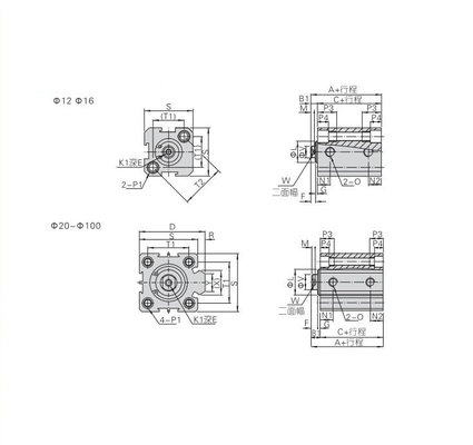 Double - axis double - rod small cylinder, thin type cylinder, stainless steel miniature cylinder, square thin air cylin supplier