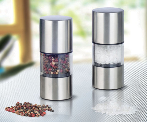 Manual stainless steel salt & pepper mill