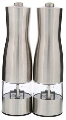 Electric salt or pepper grinding mill with light