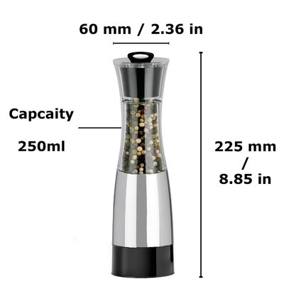 Gravity salt and pepper mill