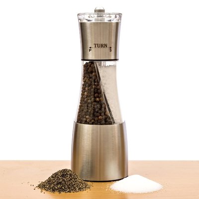 Stainless steel 2-in-1 salt and pepper mill