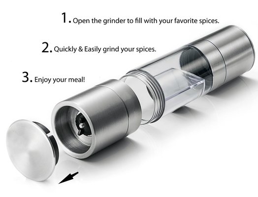 2 in 1 stainless steel salt and pepper Mill