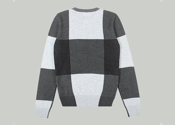Classic Plaid Men Knit Pullover Sweater Crew Neck Long Sleeves Top