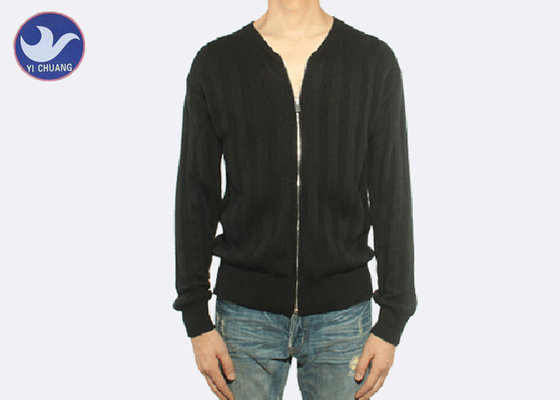 Winter Mens Full Zip Cardigan Sweater , Mens Long Knit Cardigan Anti - Pilling