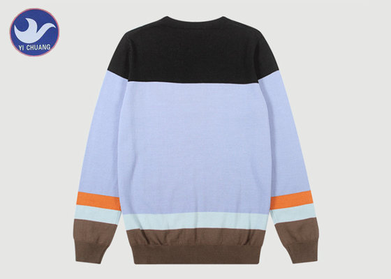 Multicolor Geometric Pattern Mens Long Knit Sweater , Pullover Mens Casual Sweaters