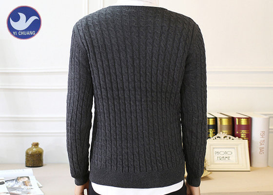 Round Neck Pullover Mens Chunky Knit Jumper Slim - Fitting Winter Garment