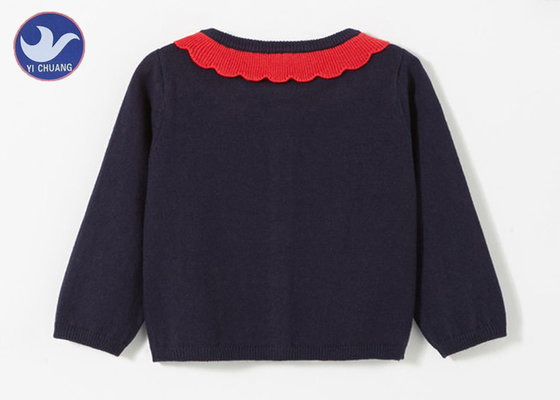 Flounce Collar Trim Girls Cardigan Sweaters Buttons Clousure Kid Knitwear