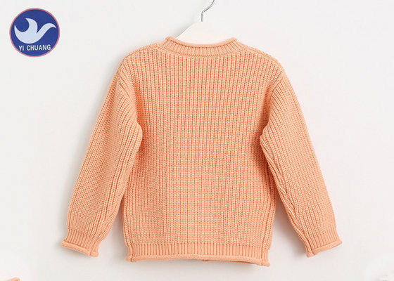 Roll Edge Girls Cardigan Sweaters Long Sleeves Half Cardign Knit With Pockets