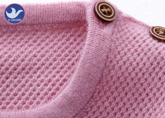 Shoulder Buttons Closure Girls Pullover Sweaters High - Low Trumpet Sleeves
