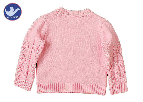 Long Sleeves Girls Cable Knit Jumper Crew Neck Pullover Style Anti - Pilling
