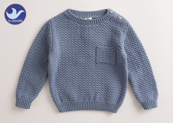 Chest Patch Pocket Toddler Boy Pullover Sweater Cotton Crew Neck Anti - Pilling