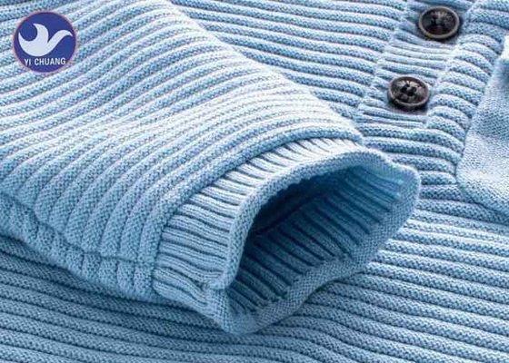 1/4 Buttons Boys Knit Pullover Sweater Relan Sleeves Chest Pocket Kid Clothes