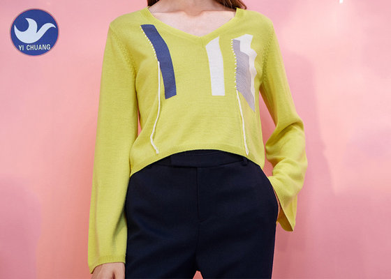 Long Sleeves Crew Neck Sweater Womens Embroidered Spring Clothing Multi Size