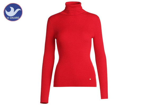 Classic Long Sleeves Turtle Neck Knitted Jumper Elbow Slit Ribbed Knitwear Anti - Shrink
