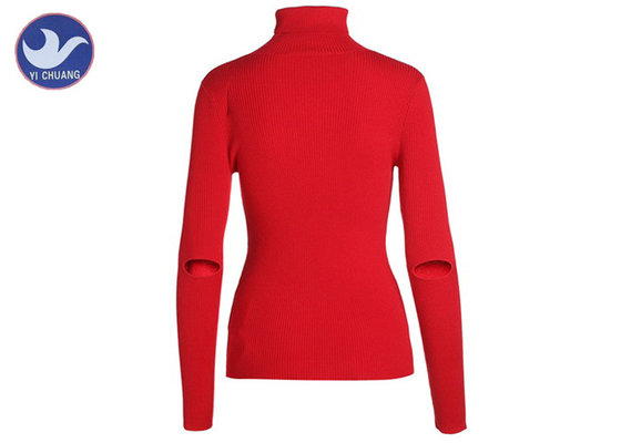 Classic Long Sleeves Turtle Neck Knitted Jumper Elbow Slit Ribbed Knitwear Anti - Shrink
