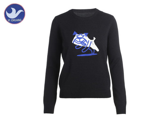 Cartoon Jacquard Womens Knit Pullover Sweater Embroidery Leisure Jumper