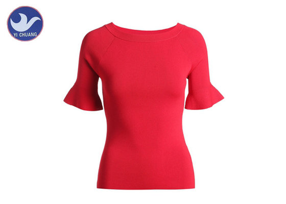 Trumpet Half Sleeves Womens Knit Pullover Sweater Slim Fitting Summer Clothing
