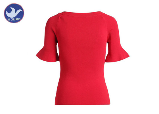 Trumpet Half Sleeves Womens Knit Pullover Sweater Slim Fitting Summer Clothing