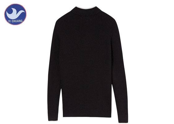 Stand Collar Men's Quarter Zip Sweater , Mens Turtleneck Zip Up Sweater Ribbed Knitting
