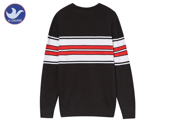 Contrast Color Stripes Men'S Knit Pullover Sweater Anti - Shrink Young Boy Apparel