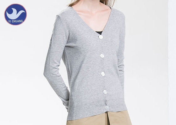 Front / Back V Neck Womens Knit Cardigan Sweaters Buttons Brief Knitwear For Spring / Autumn 
