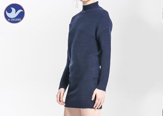 Chunky Womens High Neck Knitted Jumper Dress Ottoman Knitting Anti - Wrinkle
